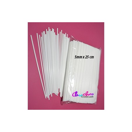White plastic stick 5 mm x 25 cm 100 units Accessories cakes Cakes ...
